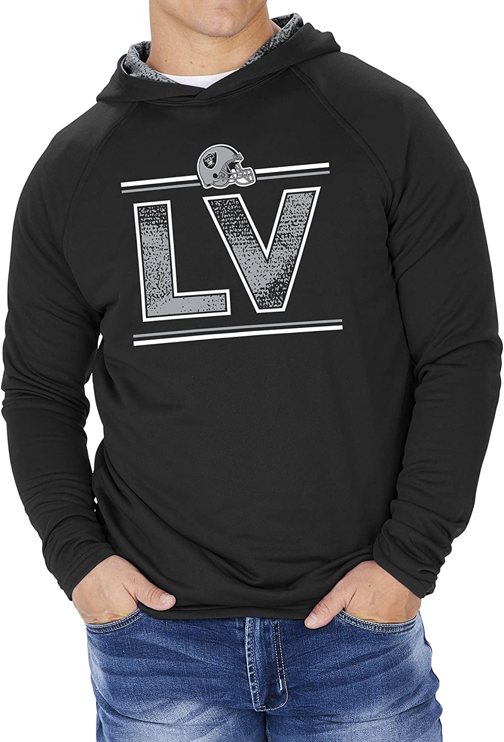 Zubaz Las Vegas Raiders Nfl Mens Lightweight Hoodie With Static Hood