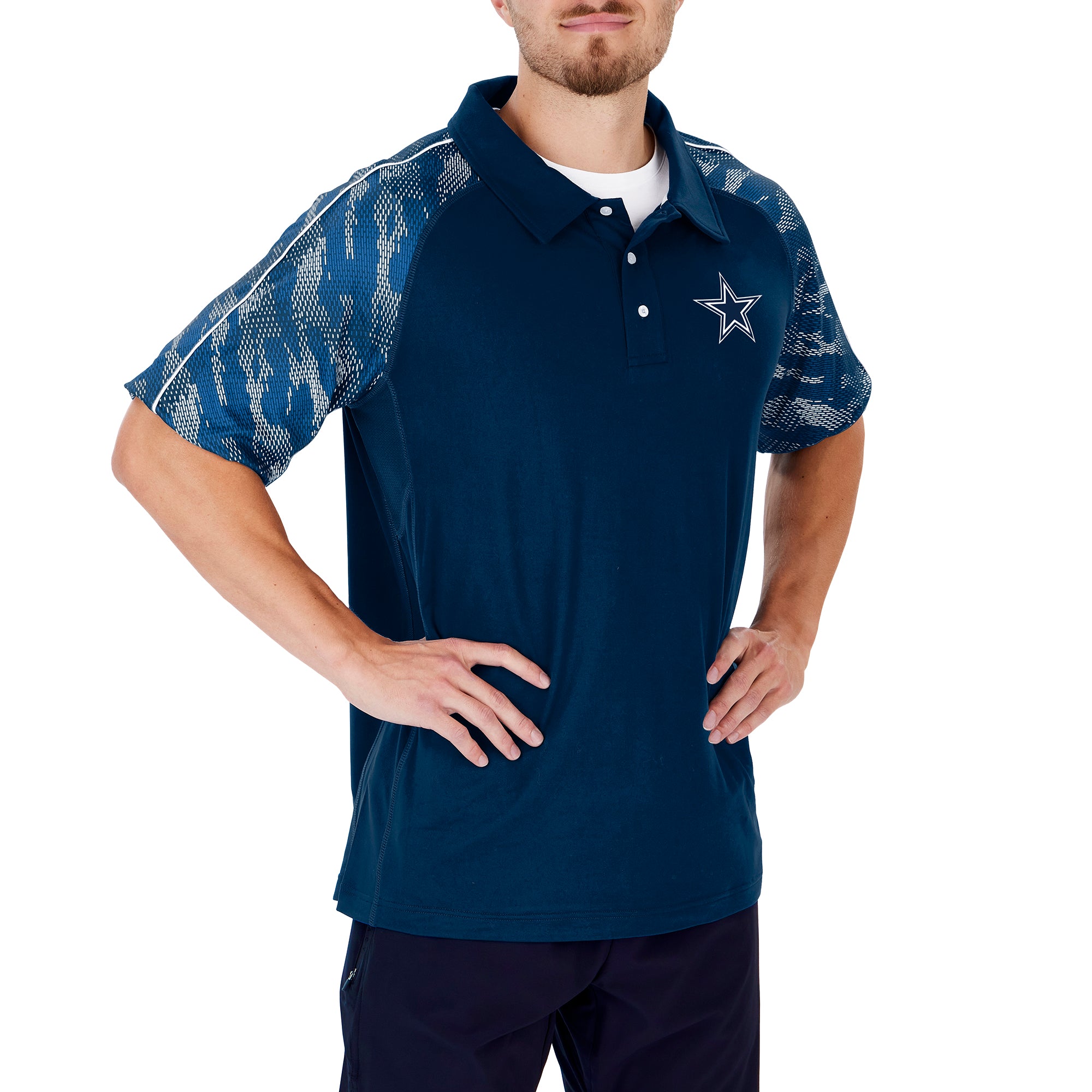 Zubaz NFL Men's Dallas Cowboys Elevated Field Polo W/ Viper Print Acce