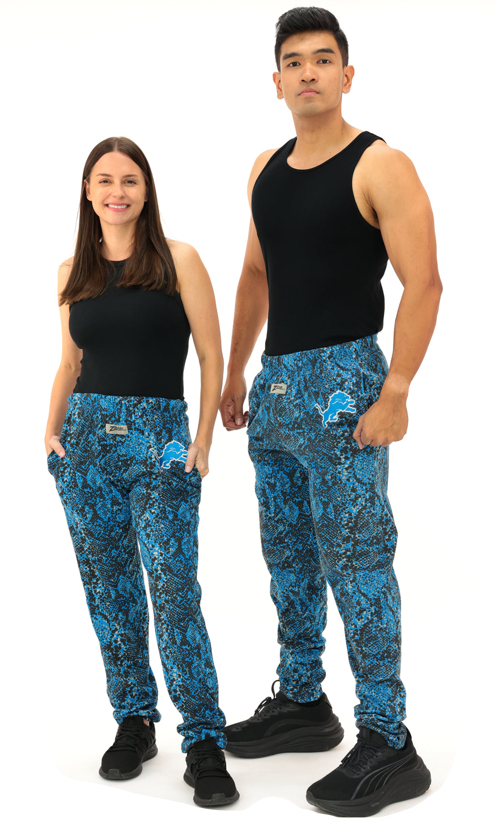Zubaz NFL Adult Unisex Z88 Embroidered Post Pattern Pant, Detroit Lion