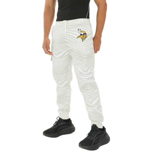 Zubaz NFL UNISEX 90s Team Cargo Joggers - Zebra 2 Color, MINNESOTA VIK