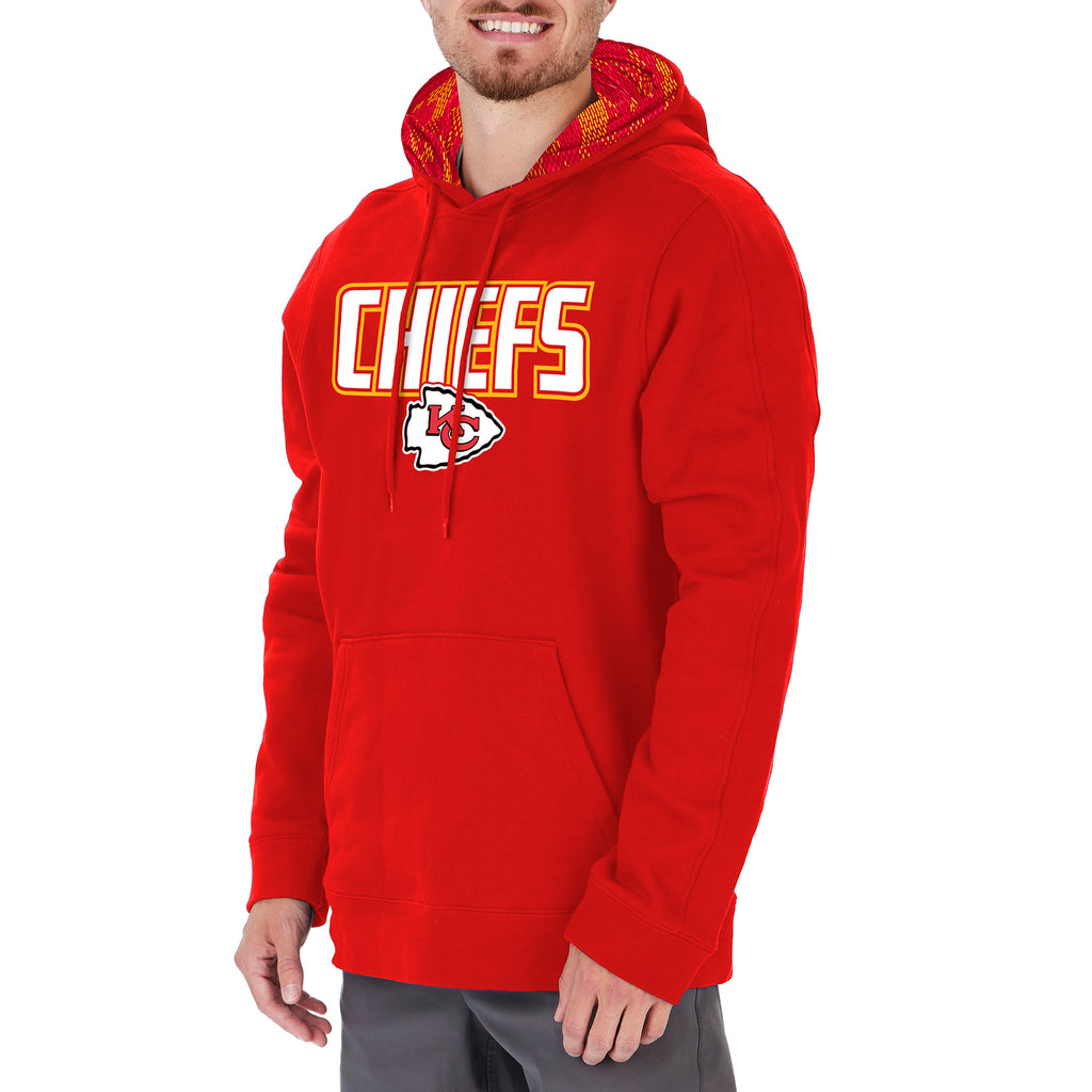Zubaz NFL Men's KANSAS CITY CHIEFS SOLID RED HOOD W/ RED/GOLD VIPER PR