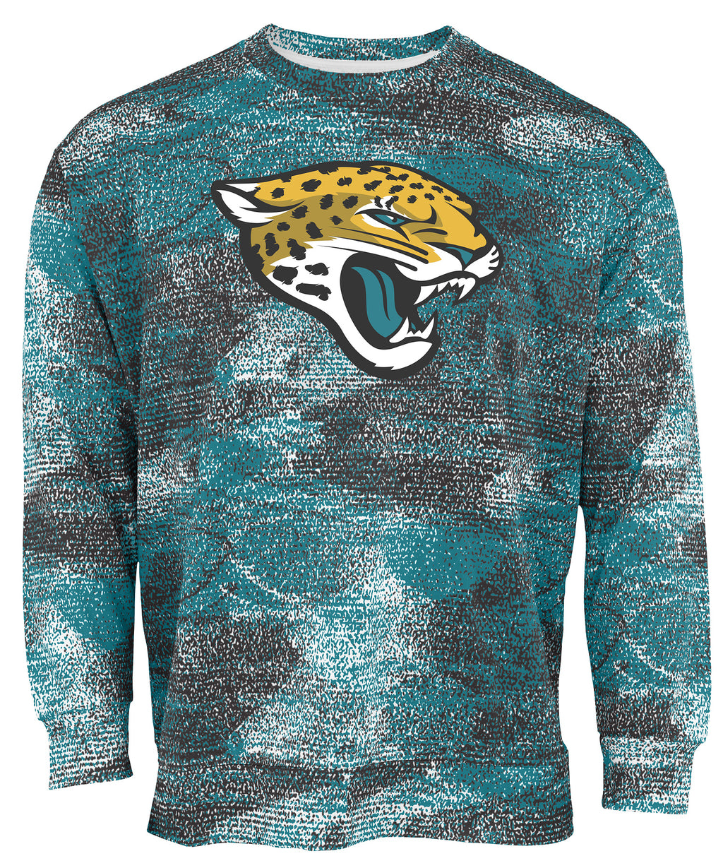 Zubaz NFL Men's Team Logo Static Crew Neck Sweatshirt Jacksonville Jag