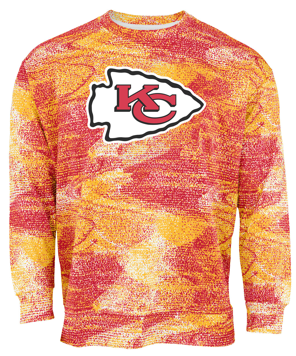 Zubaz NFL Men's Team Logo Static Crew Neck Sweatshirt Kansas City Chie
