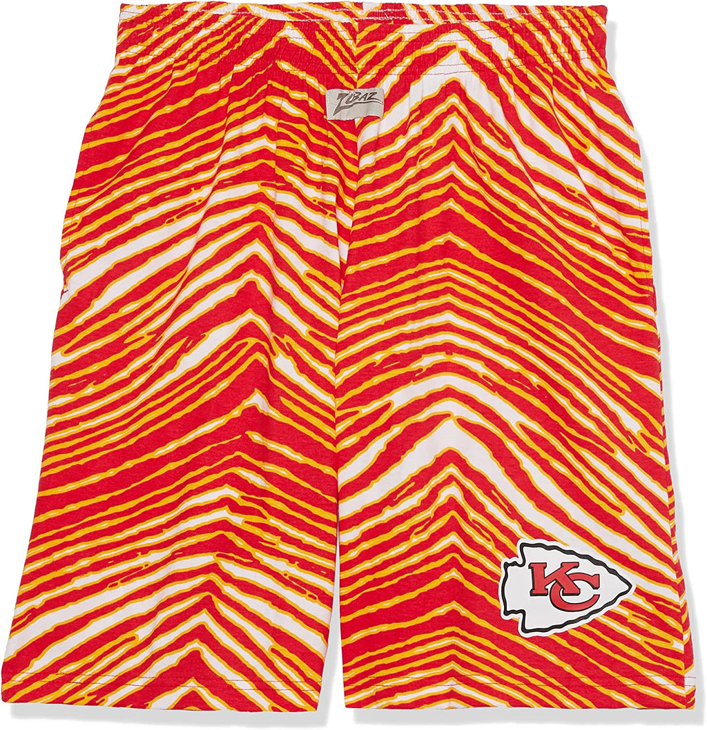 Zubaz Kansas City Chiefs NFL Men's Classic Zebra Print Shorts with Tea