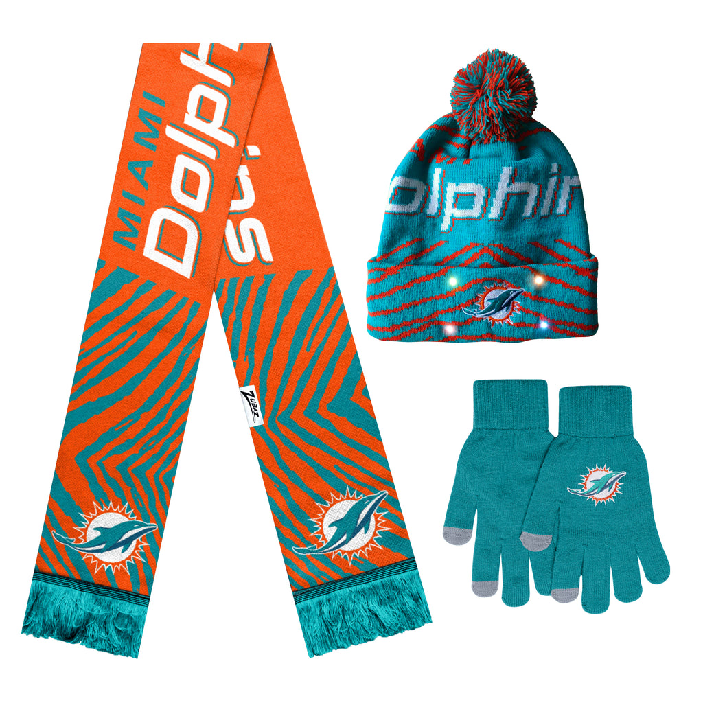 FOCO X Zubaz NFL Collab 3 Pack Glove Scarf & Hat Outdoor Winter Set, M