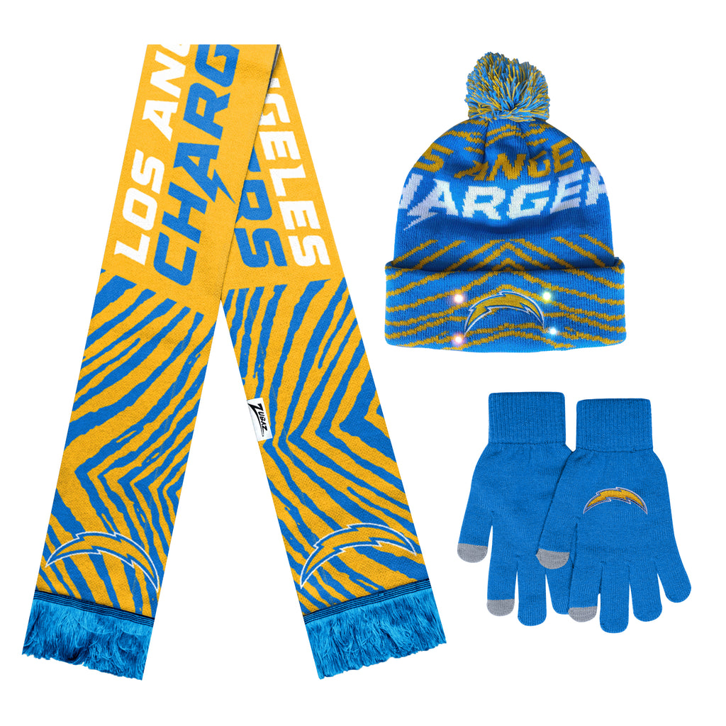 FOCO X Zubaz NFL Collab 3 Pack Glove Scarf & Hat Outdoor Winter Set, L
